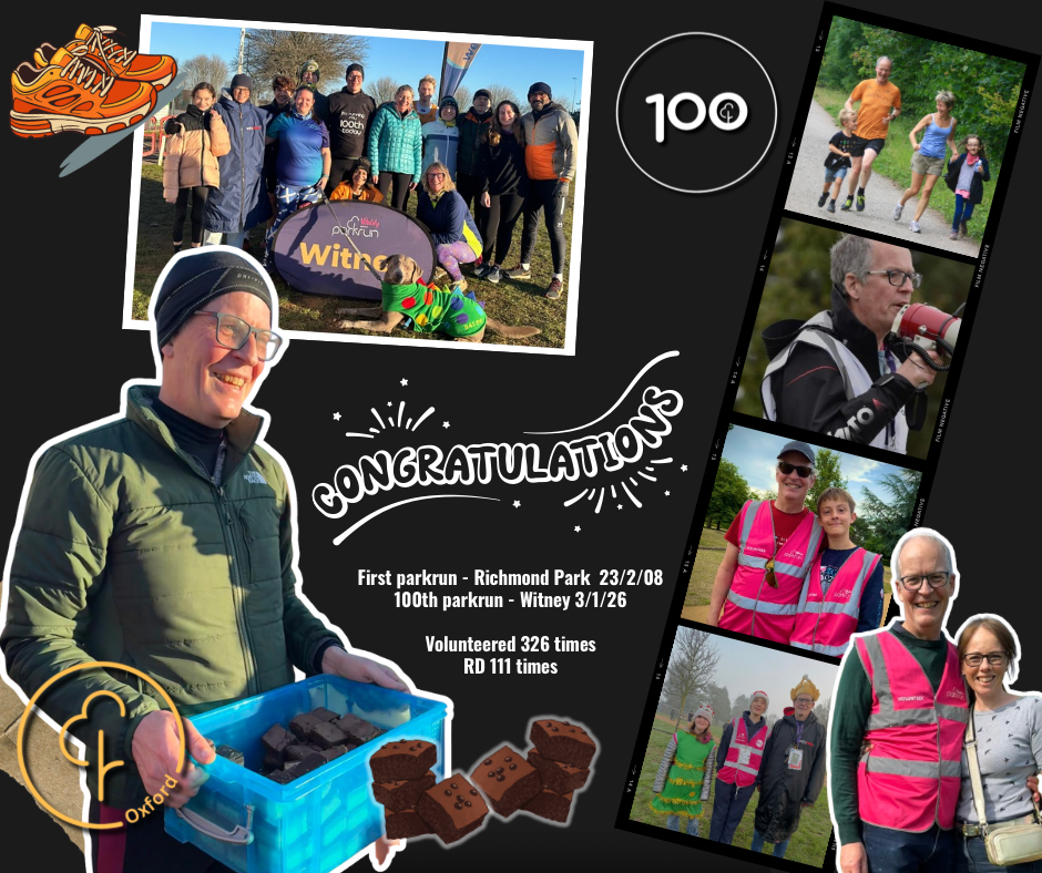 Congratulations to RD Dom on his 100th parkrun! | Oxford parkrun