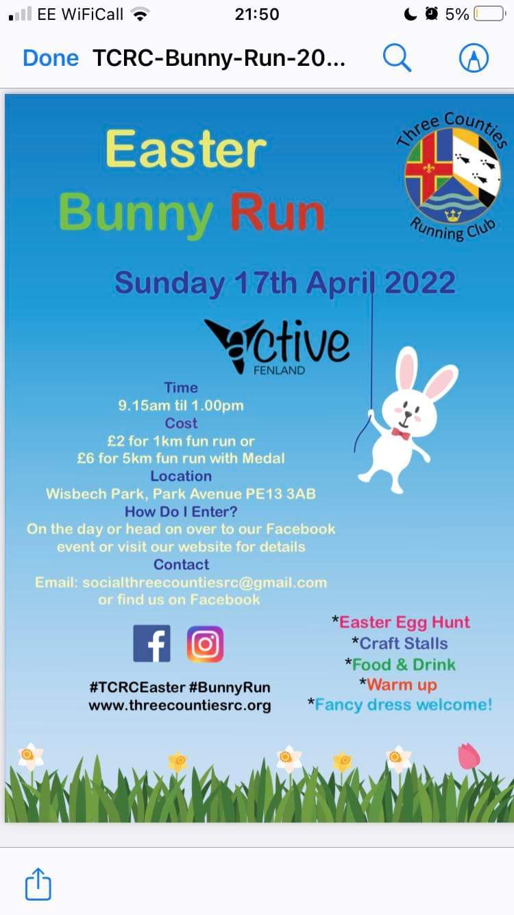 Easter Sunday 17th April | Wisbech junior parkrun