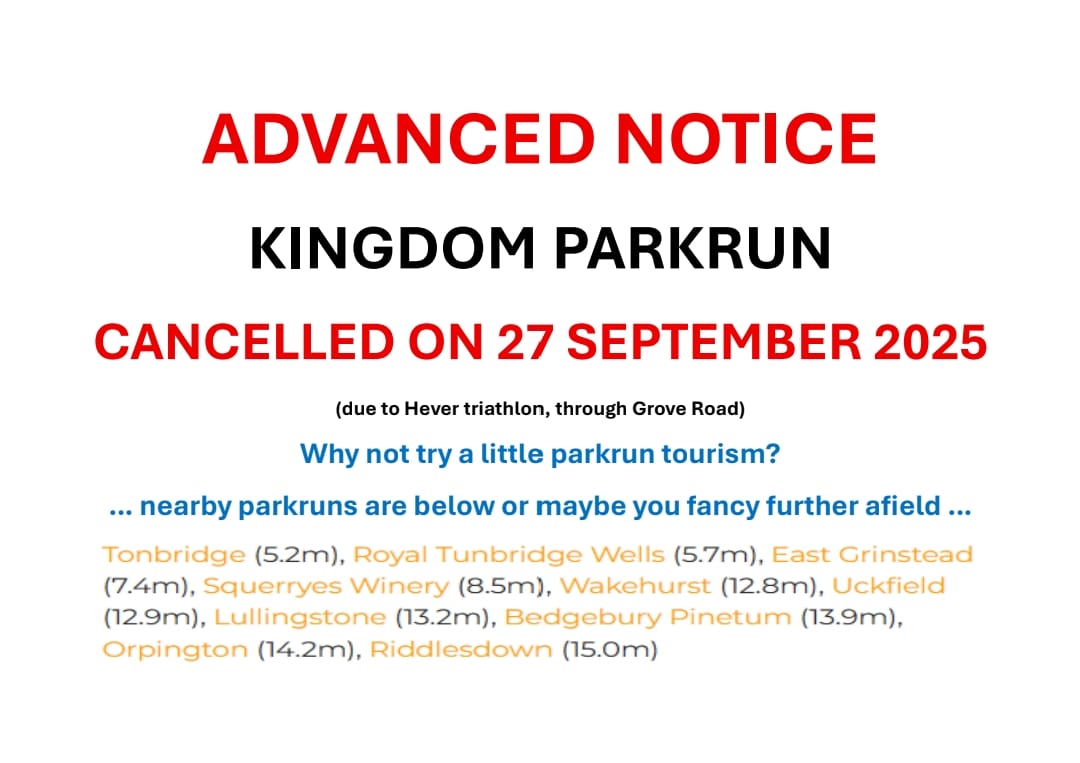 Advanced Notice – 27 September 2025 – Kingdom parkrun Cancelled ...