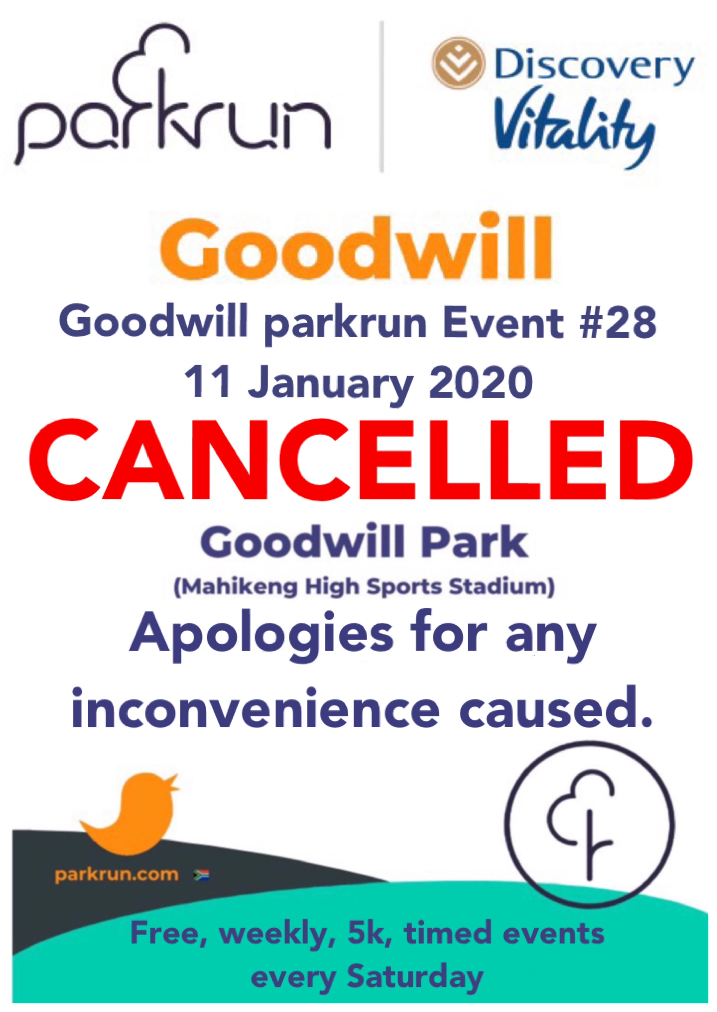Goodwill parkrun Event #28 CANCELLED 11 Jan 2020 | Goodwill parkrun
