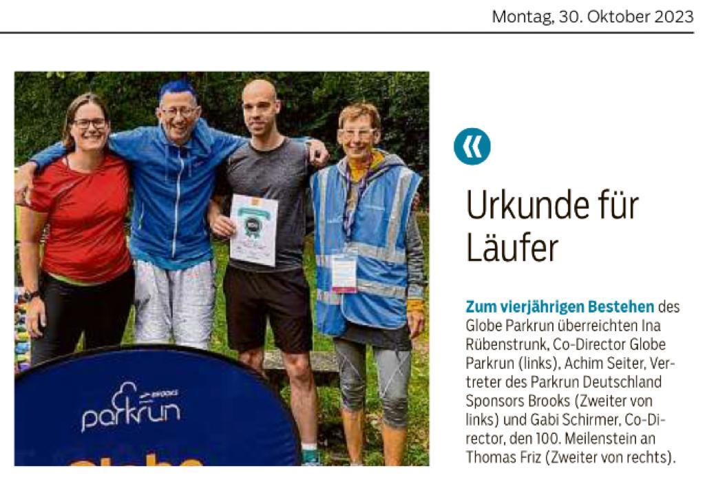 Milestone Ehrungen | Globe parkrun