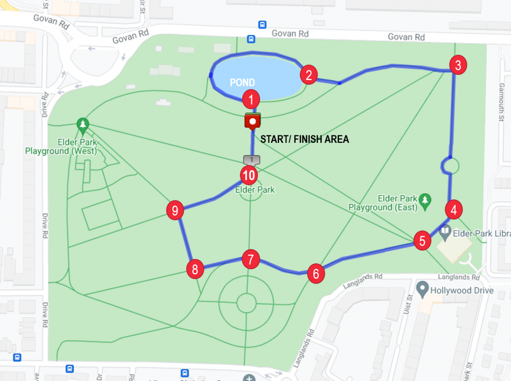 elderpark route | Elder Park junior parkrun