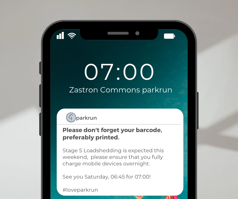 #DFYB – Please don’t forget your barcode! | Zastron Commons parkrun