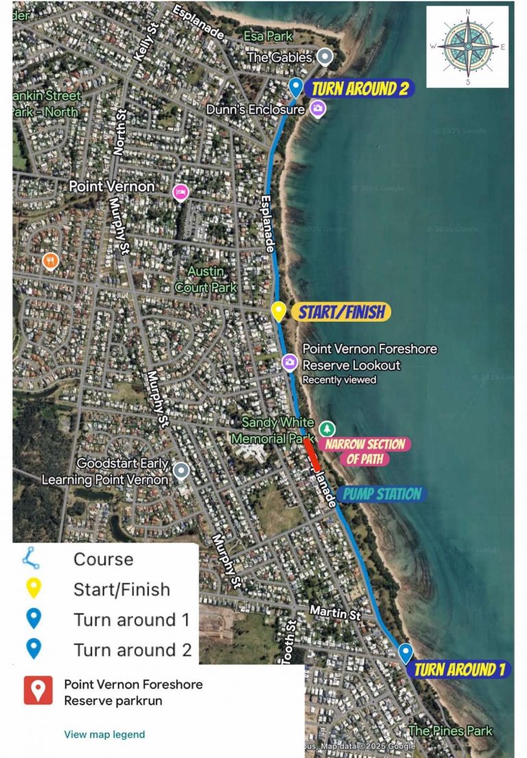 Detailed map of the Point Vernon Foreshore Reserve parkrun | Point ...